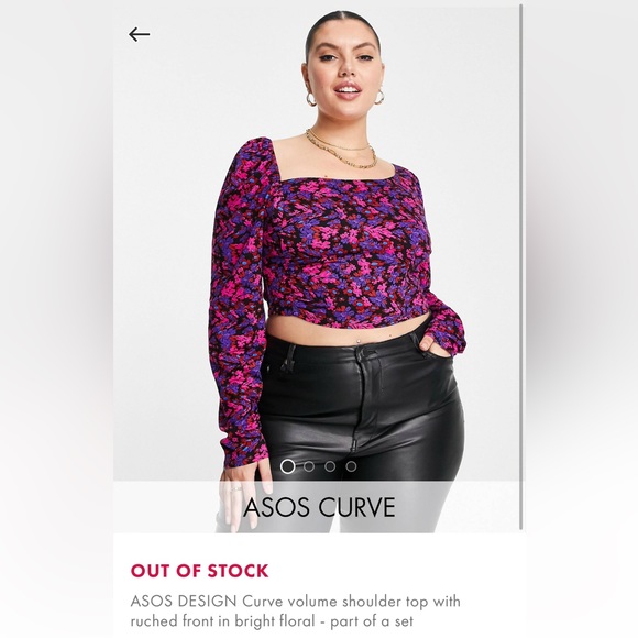 ASOS Curve | Tops | Asos Design Curve Volume Shoulder Top Ruched Front ...